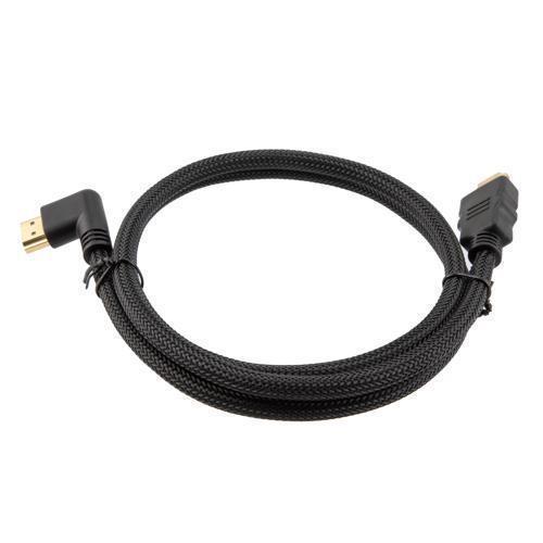 HDMI 2.0 90 degree Left Angle, M/M, Black PVC Shell with black nylon ...