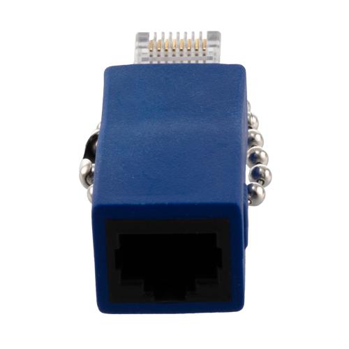 CAT5e Ethernet Loopback Adapter RJ48C Female to RJ45 Male, Dark Blue