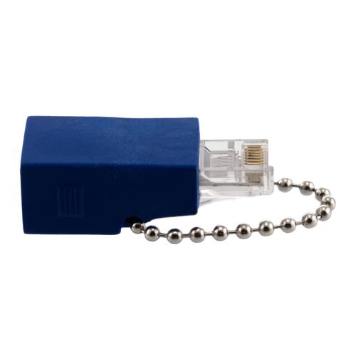 CAT5e Ethernet Loopback Adapter RJ48C Female to RJ45 Male, Dark Blue