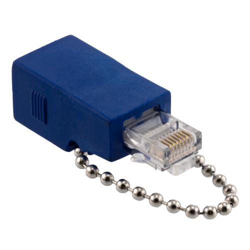 CAT5e Ethernet Loopback Adapter RJ48C Female to RJ45 Male, Dark Blue