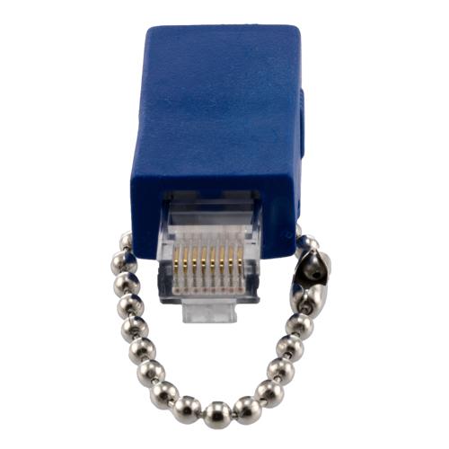 CAT5e Ethernet Loopback Adapter RJ48C Female to RJ45 Male, Dark Blue