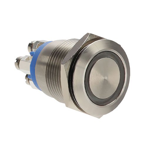 Blue illuminated Vandal Resistant Push Button Switch with screw termination