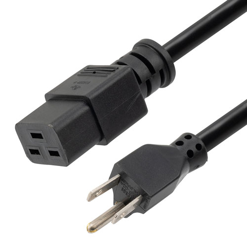 NEMA 5-15P - C19, SJTOW Power Cable, 125V, 15A, 6FT