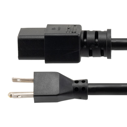 NEMA 5-15P - C19, SJTOW Power Cable, 125V, 15A, 6FT