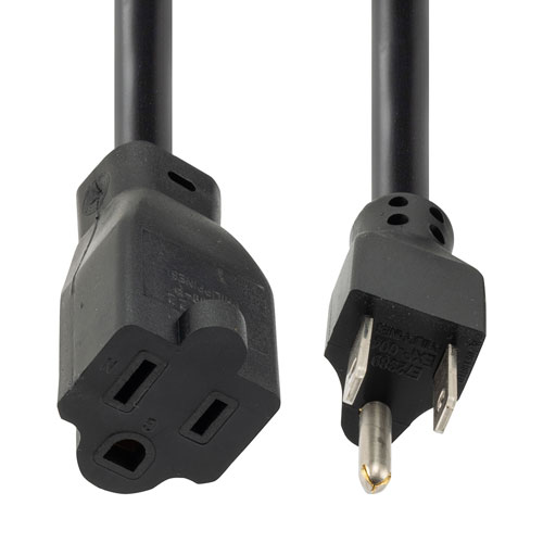 NEMA 5-15P - NEMA 5-15R, SJTOW Power Cable, 125V, 15A, 6FT