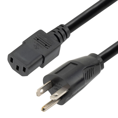 NEMA 5-20P - C13, SJTOW Power Cable, 125V, 15A, 6FT