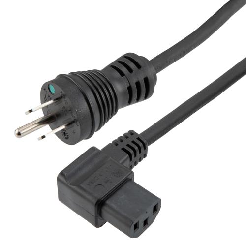 Hospital Grade N5-15 to Right Angle C13 Coiled Power Cord, 18AWG, TPE ...