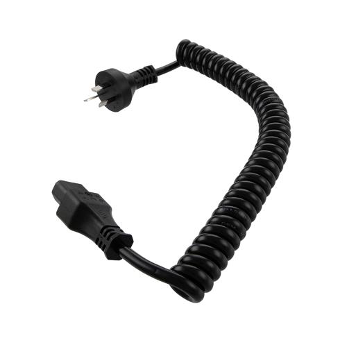 Australian Type I Plug to C13, Coiled 18 AWG Cord, LSZH EPR Jacket ...