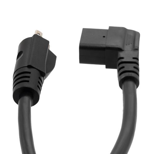 NEMA 5-15 to IEC C19 Left Angle Power Cord, 15 Amp, 10ft