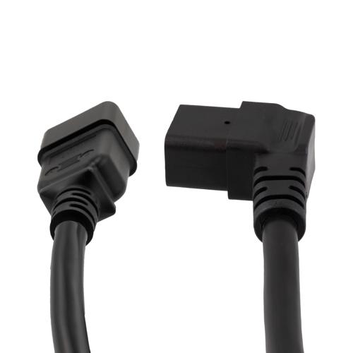 IEC C20 to IEC C19 Left Angle Power Cord, 20 Amp, 6ft