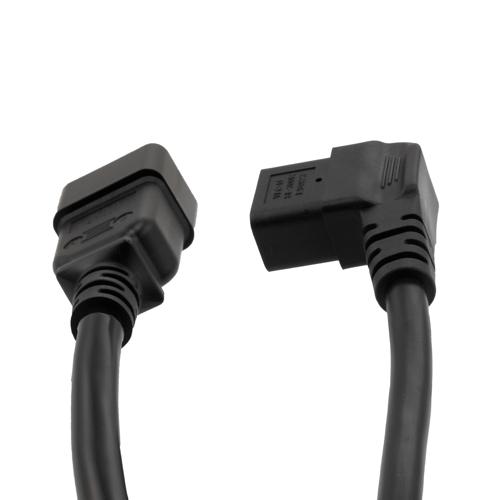 IEC C20 to IEC C19 Right Angle Power Cord, 20 Amp, 10ft