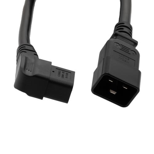 IEC C20 to IEC C19 Right Angle Power Cord, 20 Amp, 15ft