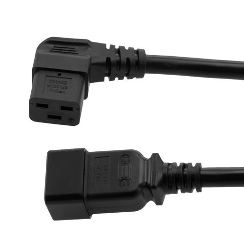 IEC C20 to IEC C19 Right Angle Power Cord, 20 Amp, 6ft