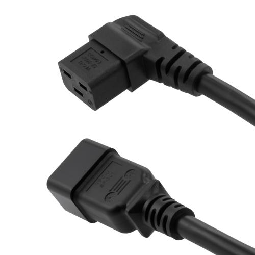 IEC C20 to IEC C19 Right Angle Power Cord, 20 Amp, 6ft