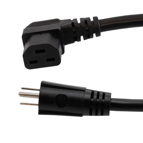 NEMA 5-15 to IEC C21 Left Angle High Temp Power Cord, 15 Amp, 6ft