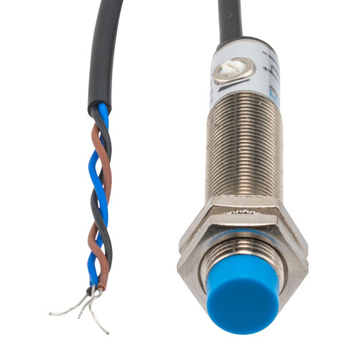 Capacitive Proximity Sensor, Cylindrical, M12, Non-shielded, Ni-plated Brass, NPN NC, Sensing ...