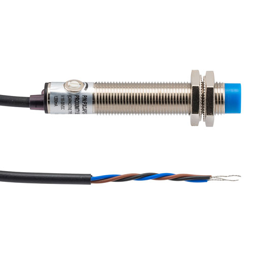 Capacitive Proximity Sensor, Cylindrical, M12, Non-shielded, Ni-plated Brass, PNP NO, Sensing ...