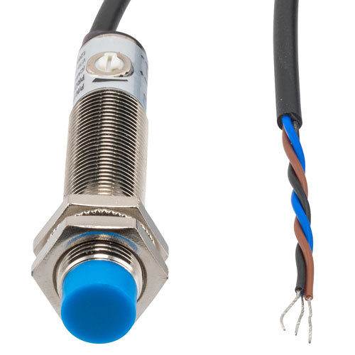 Capacitive Proximity Sensor, Cylindrical, M12, Non-shielded, Ni-plated Brass, PNP NC, Sensing ...