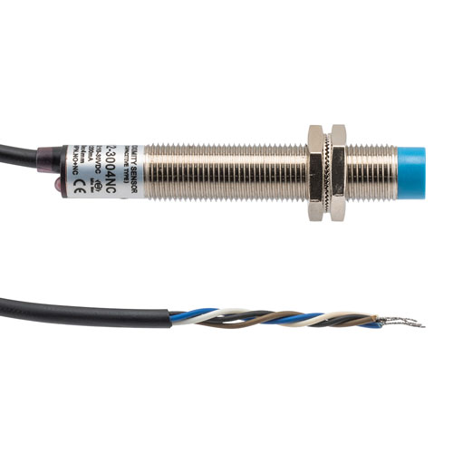 Capacitive Proximity Sensor, Cylindrical, M12, Non-shielded, Ni-plated Brass, PNP NO+NC, Sensing ...