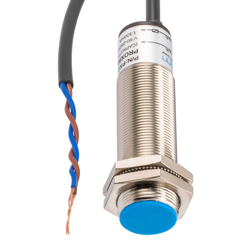Capacitive Proximity Sensor, Cylindrical, M18, Shielded, Ni-plated Brass, AC 2-wire NO, Sensing ...
