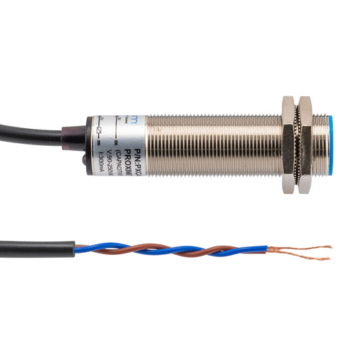 Capacitive Proximity Sensor, Cylindrical, M18, Shielded, Ni-plated Brass, AC 2-wire NC, Sensing ...