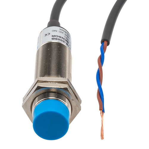 Capacitive Proximity Sensor, Cylindrical, M18, Non-shielded, Ni-plated Brass, AC 2-wire NO ...