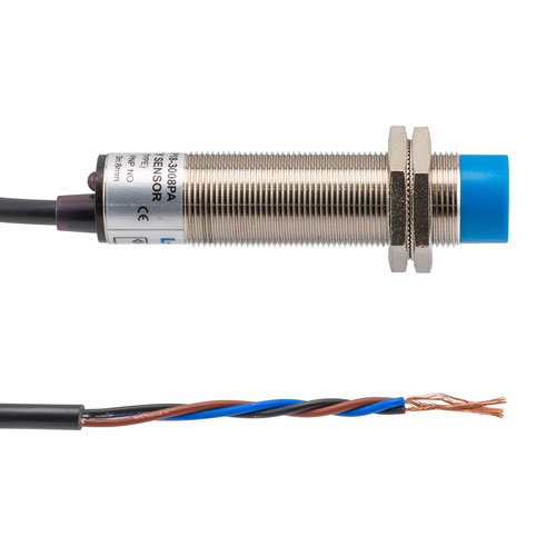 Capacitive Proximity Sensor, Cylindrical, M18, Non-shielded, Ni-plated Brass, PNP NO, Sensing ...