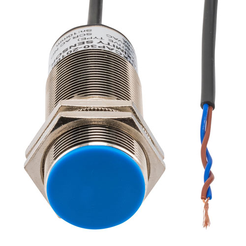 Capacitive Proximity Sensor, Cylindrical, M30, Shielded, Ni-plated Brass, AC 2-wire NO, Sensing ...