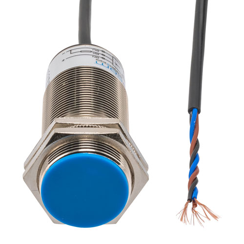 Capacitive Proximity Sensor, Cylindrical, M30, Shielded, Ni-plated Brass, PNP NO, Sensing ...