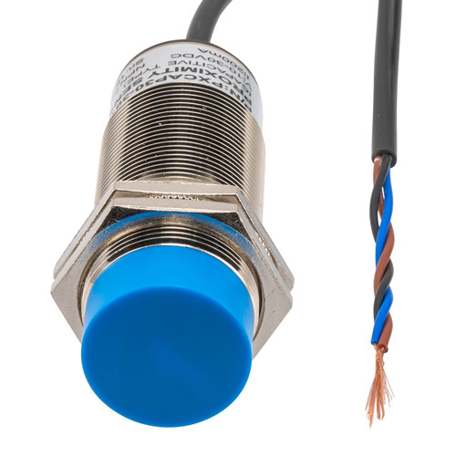 Capacitive Proximity Sensor, Cylindrical, M30, Non-shielded, Ni-plated Brass, NPN NO, Sensing ...