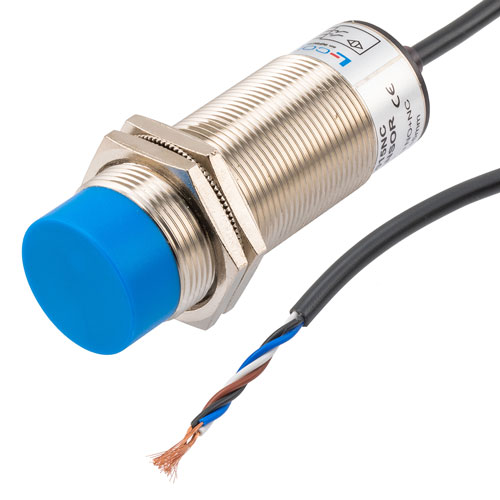 Capacitive Proximity Sensor, Cylindrical, M30, Non-shielded, Ni-plated Brass, PNP NO+NC, Sensing ...
