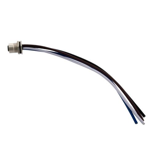 M12 DC Power 4 Pin T Code Female Receptacle, IP68 IP69K Rated, 63V, 12A ...