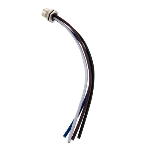 M12 DC Power 4 Pin T Code Female Receptacle, IP68 IP69K Rated, 63V, 12A ...