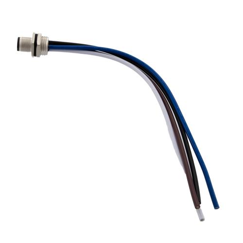 M12 DC Power 4 Pin T Code Male Receptacle, IP68 IP69K Rated, 63V, 12A ...