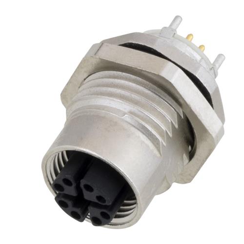 M12 8 Pin X-Code Female Shielded Panel Mount Receptacle Front Mount ...