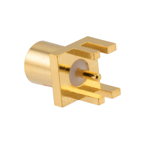 RF PCB Connector, MCX Female straight, Edge Mount, SMT End Launch