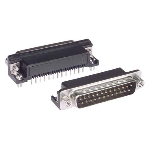 Right Angle D-sub PCB Connector, DB25 Male, Tray 10 - SD25P-RA-PC