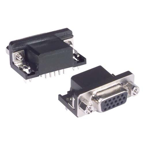 Right Angle D-sub PCB Connector, HD15 Female, Tray 10 - SDH15S-RA-PC