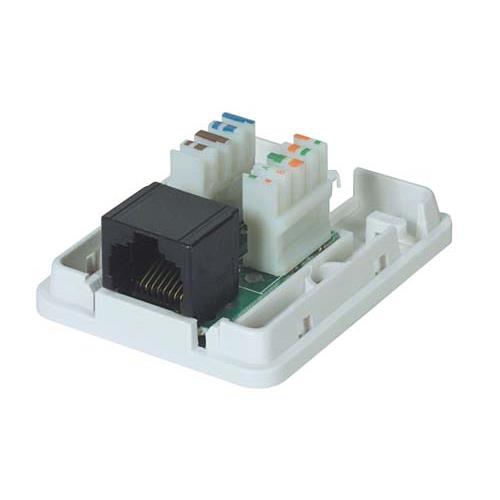 Category 5E Surface Box, Single Port, RJ45 (8x8) White - SMB45-W
