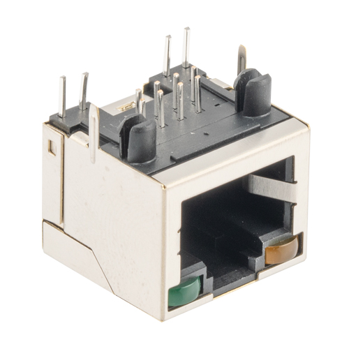 RJ45 (8x8) Surface Mount Jack Female with LED's, Shielded, PCB Solder ...
