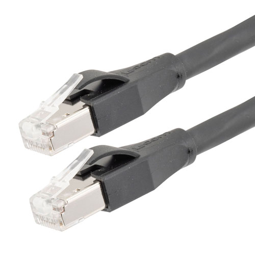 Double Shielded LSZH 26 AWG Stranded Cat 6 RJ45/RJ45 Patch Cord, Black ...