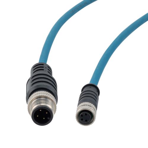 M8 4-Position Female to M12 4-Position Male IP67 A-Code Cable Assembly ...
