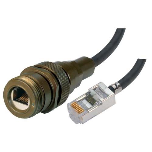 IP68 Ruggedized Cat5e Cable, ZnNi RJ45 Jack / Standard RJ45 Plug w/ FR ...