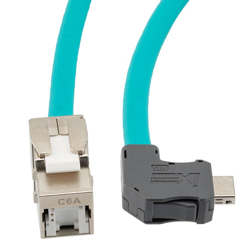 ix Industrial Assembly, Category 6a, SF/UTP, Right Angle Up ix A Plug To RJ45 Jack, 26 AWG ...