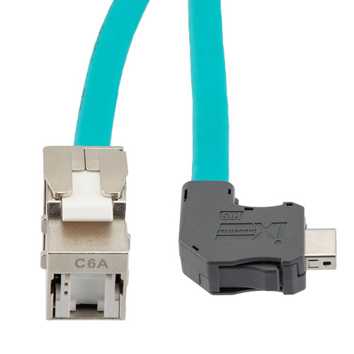 ix Industrial Assembly, Category 6a, SF/UTP, Right Angle Down ix A Plug To RJ45 Jack, 26AWG ...