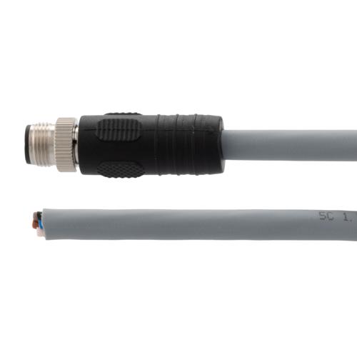 M12 5 Position IP67 K-Code AC Power Pigtail Cable Assembly, 16AWG 300V ...