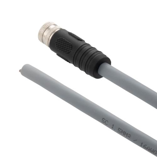 M12 5 Position IP67 K-Code AC Power Pigtail Cable Assembly, 16AWG 300V ...