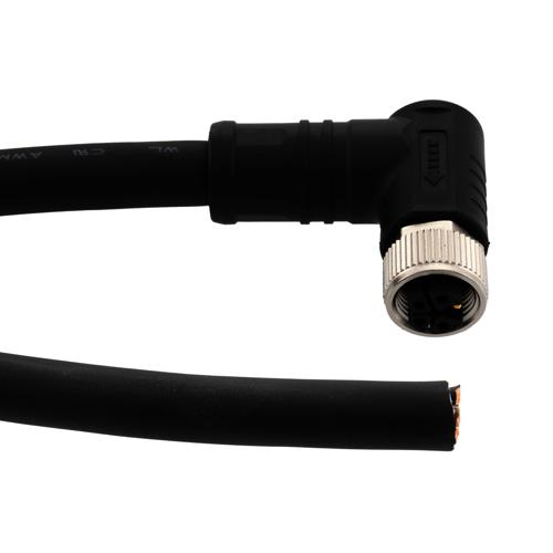 M12 AC Power Cable Assembly, 5 Position K Code, IP68 IP69K, Right Angle ...