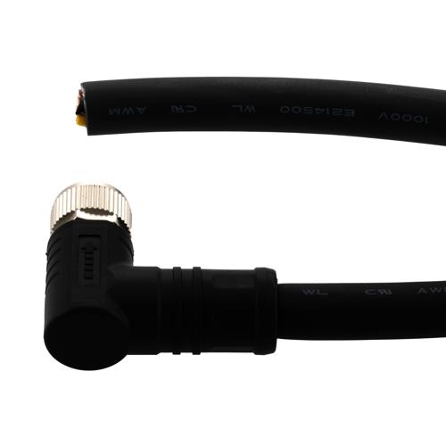 M12 AC Power Cable Assembly, 5 Position K Code, IP68 IP69K, Right Angle ...
