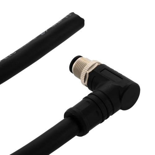 M12 DC Power Cable Assembly, 5 Position L Code, IP68 IP69K, Right Angle ...